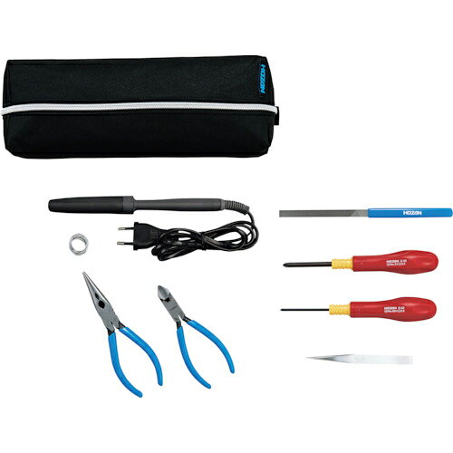 特長：学校での実習に必要な工具が揃った基本工具セットです。※本製品は100Vではなく、230V仕様のハンダゴテを入り組みした海外向け工具セットです。仕様：セット内容(点)：8ケース色：黒セット内容／付属品：差替ドライバー［［＋］］No.00...