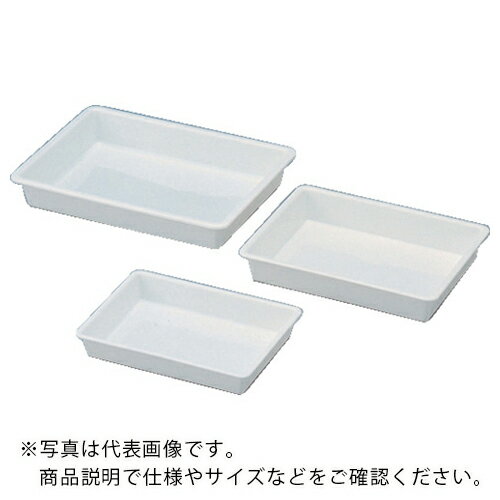 特長：使い勝手の良いPP製バットです。仕様：外形寸法(mm)幅：445外形寸法(mm)奥行：325外形寸法(mm)高さ：70タイプ：PB-3有効内寸(mm)奥行：250有効内寸(mm)高さ：67有効内寸(mm)幅：370容量(L)：7.3底...