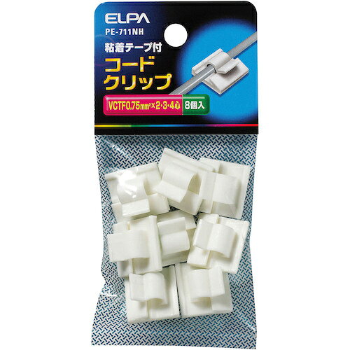 特長：釘の打てない狭い場所や、タイル、ガラス等の表面にコードを固定する場合に使用します。用途：裏面をはがして取り付け場所へ強く押し付けてください。仕様：■材質：66ナイロン■適合ケーブル：VCTF0.75×2心、3芯、4心■最大結束径：6....