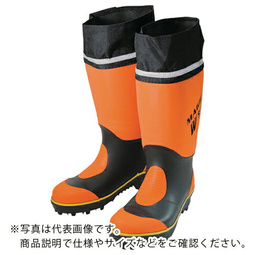 特長：鋼製スパイクとゴムスパイクが斜面で威力を発揮します。胴部はナイロンとゴムの二層構造で耐突刺し強度が向上しました。鋼鉄先芯でつま先をしっかりガードします。用途：土木・農・林業。仕様：寸法(cm)：24.5〜25.0色：オレンジ足幅サイズ...