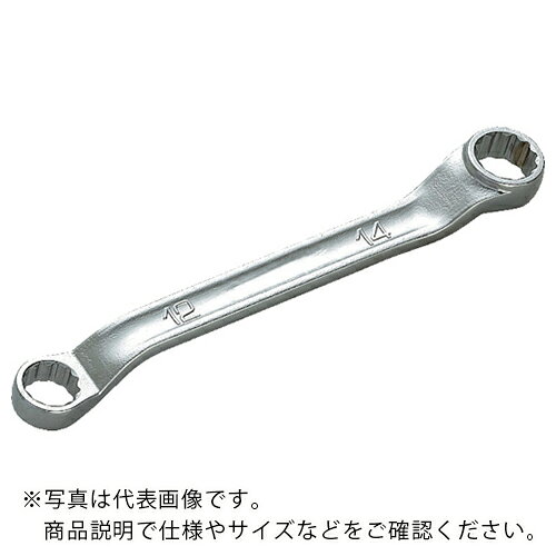 特長：トルク伝達を最大限に発揮できる45°×6°のオフセット角度です。狭い場所でも使用しやすいショートタイプめがねレンチです。くぼんだ場所のボルト・ナットにも掛かりやすく、ヘッドを裏返しての使用も可能です。サイズ表示は大きく見やすい鍛造浮き...