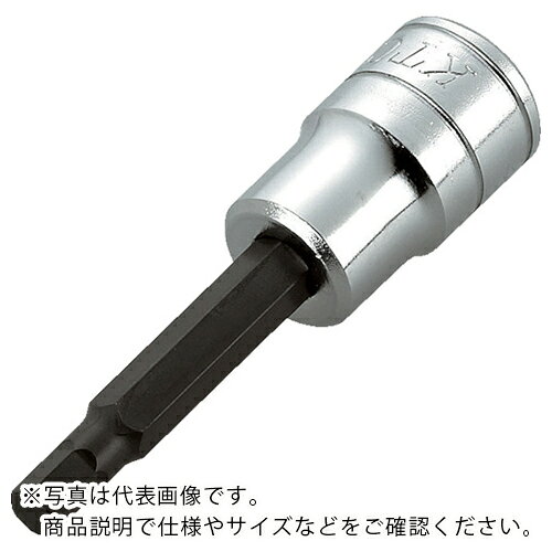 特長：ビット部は差込式で交換が可能です。スタンダードタイプです。差込角側は応力の集中を防ぐパワーフィット形状を採用しています。仕様：差込角(mm)：9.5対辺寸法(mm)：6ビット長さ(mm)：37全長(mm)：66対辺(mm)：6材質／仕...