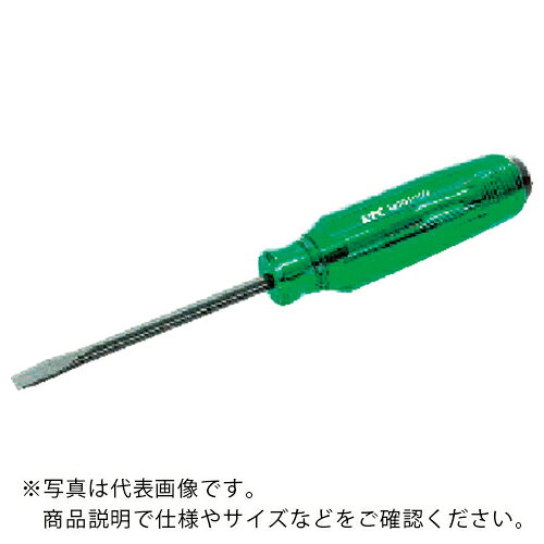 特長：硬くて耐久性があり汚れが付きにくい、樹脂グリップです。軸は丸軸です。貫通タイプです。用途：汎用工具仕様：刃先：［［−］］6.0軸長(mm)：100全長(mm)：205貫通タイプ先端：マグネット入り先端マグネット付材質／仕上：軸:特殊鋼...