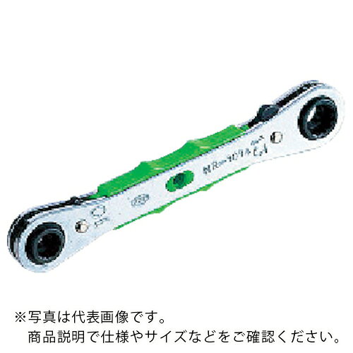 特長：1丁で4サイズに対応します。狭い箇所での作業が容易な薄型ソケットを採用しています。力が掛けやすく手にフィットする波型形状のグリップです。グリップ部は作業現場で目を引くグリーンを採用し、軽量な樹脂製です。安全ロープ取り付け穴付です。4サ...