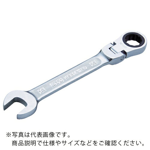 特長：ラチェットめがね部の振れ角は片側約90°あり、作業性に優れています。送り角度5°（8mmは除く）で、狭い場所でのスムーズな連続作業ができます。ラチェットめがね部は本締めが可能です。仕様：対辺寸法(mm)：13厚さ(mm)スパナ：6.1...