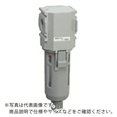特長：空気圧ラインの油分やオイルミストを効果的に除去します。NCタイプオートドレン付用途：工場エアの油分除去に仕様：使用圧力(MPa)：0.15〜1.0使用流体：圧縮空気流体温度(℃)：5〜60ろ過度(μm)：0.01
