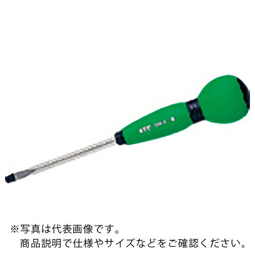 特長：押し回しに適したラウンド形状のグリップで手のひらが痛くなりません。グリップは軽く、ベトつき感がなく環境にやさしいエストラマー樹脂を採用しています。軸は非貫通タイプで先端マグネット付です。軸の材質はCr−Vです。用途：汎用工具仕様：刃先...