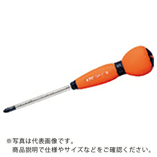 特長：押し回しに適したラウンド形状のグリップで手のひらが痛くなりません。グリップは軽く、ベトつき感がなく環境にやさしいエストラマー樹脂を採用しています。軸は非貫通タイプで先端マグネット付です。軸の材質はCr−Vです。用途：汎用工具仕様：刃先...