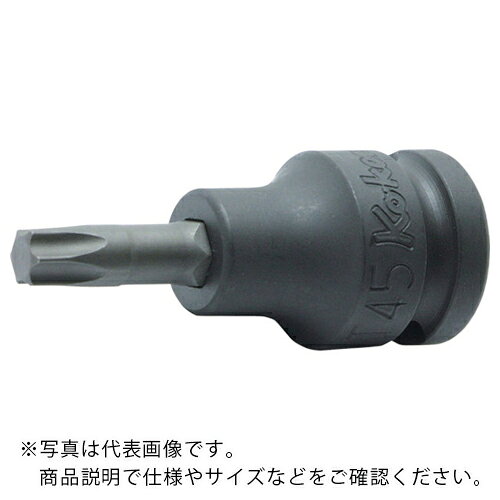 特長：トルクス［［R下］］ボルト用のインパクトソケットです。仕様：差込角(mm)：12.7呼びNo.：T30先端寸法(mm)：5.6全長(mm)：60適合ピン：A41適合Cリング：PKC41材質／仕上：クロムモリブデン鋼（SCM435）注意...