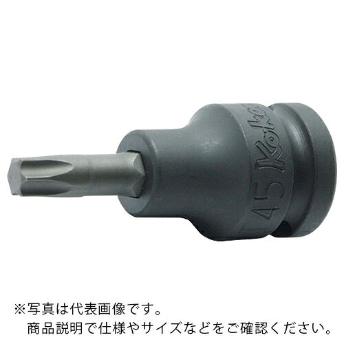 特長：トルクス［［R下］］ボルト用のインパクトソケットです。仕様：差込角(mm)：12.7呼びNo.：T20先端寸法(mm)：3.9全長(mm)：60適合ピン：A41適合Cリング：PKC41材質／仕上：クロムモリブデン鋼（SCM435）注意...