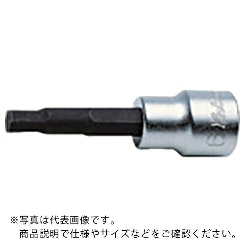 特長：6角穴付ボルト用のヘックスビットソケットです。ラチェットハンドルを始めとする各種ハンドル類と組み合わせることにより、L型レンチでは不可能な箇所での作業が可能となります。仕様：差込角(mm)：9.5対辺寸法(mm)：10全長(mm)：1...
