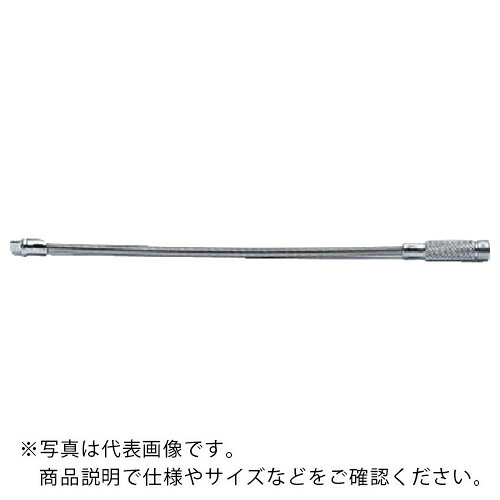 特長：中間軸がフレキシブルに曲がり、届きにくい場所へのアプローチが可能になります。仕様：差込角(mm)：6.35差込角凹(mm)：6.35差込角凸(mm)：6.35全長(mm)：300材質／仕上：クロムモリブデン鋼（SCM435）　●代表画...
