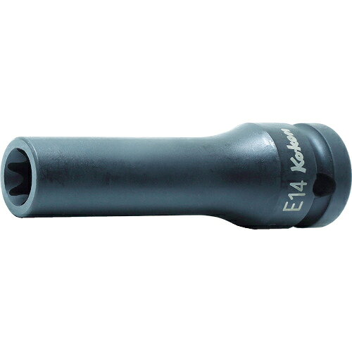 特長：E型トルクス［［R下］］ボルト用のインパクトディープソケットです。仕様：差込角(mm)：12.7呼びNo.：E12先端寸法(mm)：11.0全長(mm)：80対辺寸法(mm)：15.2適合ピン：A41適合Cリング：PKC41(呼びNo...