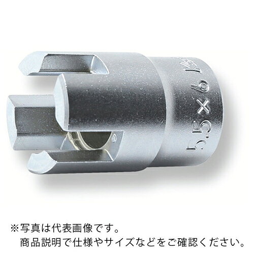 特長：一つのソケットに異なる2本のスリット（溝）を設けた蝶ねじ用ソケットです。スリット幅が合えば蝶ねじ以外の物も駆動可能です。仕様：差込角(mm)：9.5対辺寸法(mm)：11.3全長(mm)：32溝幅(mm)：3×5溝幅T1×T2(mm)...