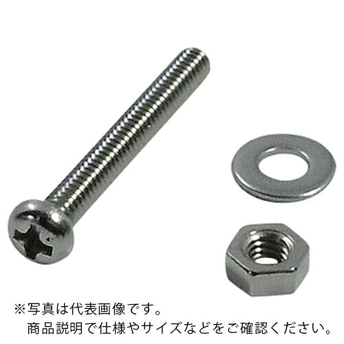 特長：ステンレス(SUS XM7)の鍋小ねじです。必要な分だけ購入しやすい少量パックです。仕様：寸法(mm)d：M3寸法(mm)L：10ねじピッチ(mm)：0.5頭部径(mm)：5.5頭部厚さ(mm)：2適合ドライバー：十字#2ねじタイプ：...