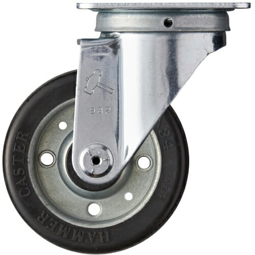 特長：荷重に対する抵抗力が大きく、旋回もスムーズな代表的な大型キャスターです。使用例：工場、事業所などに多く使用されており、堅牢で安定感もあり重量物運搬用に最適です。旋回部にはスチールボールが上下二段に組込まれております。仕様：車輪径D(m...