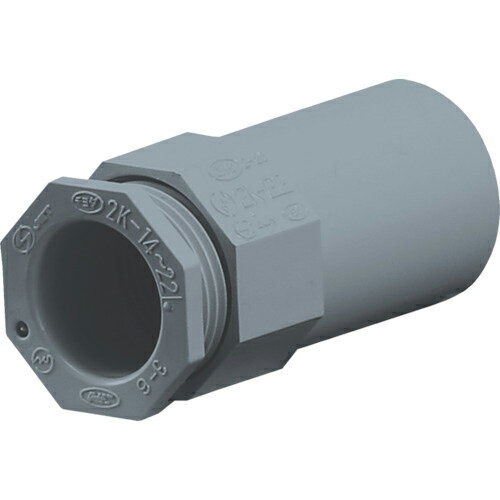 特長：高耐候性・耐衝撃性樹脂を使用し、グレードアップしました。用途：ボックスに取り付けパイプを接続する際に使用。仕様：色：グレータイプ：コネクタねじ呼：G3/4適合電線管：VE管22φd(mm)：26.5おすねじ外径(mm)：26L(mm)...