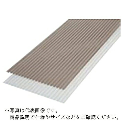 特長：ポリカーボネート製波板の薄型、軽量タイプです。合成樹脂の中でも強度が高く、割れにくいポリカーボネート製で断面が波型の板です。用途：建築資材として。仕様：幅(mm)：655長さ(mm)：2420厚さ(mm)：0.5色：ブロンズ高さ(mm...
