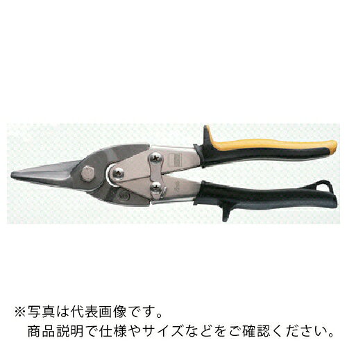特長：一般的なはさみで廉価品です。直きり左右R用です。用途：板金。鉄工業。仕様：刃長(mm)：44刃厚(mm)：9.6全長(mm)：240タイプ：直きり左右R用万能型材質／仕上：炭素工具鋼　●代表画像について 商品によっては、代表画像を使用...