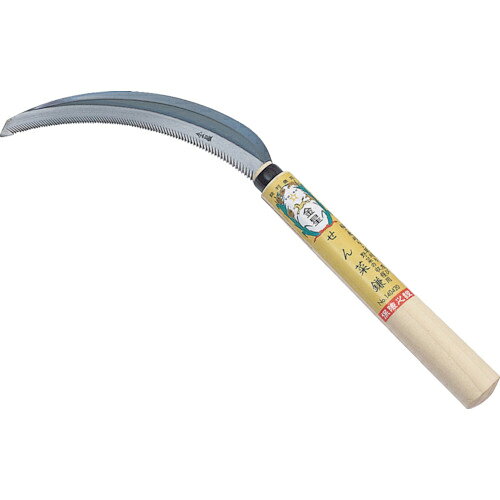特長：刃先にいくほど目が細かく、あらゆる用途に適しています。用途：先端は野菜収穫・柔らかい草刈り、根元は稲刈り・太めの雑草刈りに。仕様：全長(mm)：320刃渡り(mm)：155材質／仕上：刃部:炭素刃物鋼　●代表画像について 商品によって...