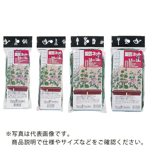 特長：取付けひも付で取扱いが簡単、軽くて丈夫な園芸ネットです。用途：お花や野菜のツル巻き棚用に。仕様：目合(cm)：10×10(角目)長さ(m)：1.8幅(m)：0.6材質／仕上：ポリエチレン　●代表画像について 商品によっては、代表画像を...