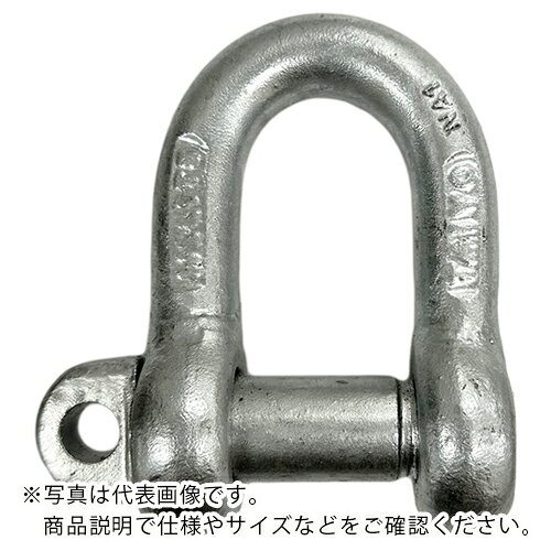 特長：スタンダードなシャックルです。サイズが豊富でいろいろな用途でご使用いただけます。口幅が広く汎用性が高いシャックルです。用途：土木、建築工事などでの荷物の荷役・連結金具として使用仕様：基本使用荷重(t)：2.5寸法(mm)B：48寸法(...