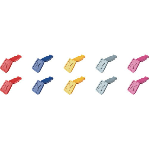 特長：KNIPEXの3色(赤・青・グレー)タイプのコンフォートハンドルに装着して使用可能です。ツールを個別に色分けできます。職場ならネームタグの代わりに、個人ならツールの識別に使用できます。10ピース入りです。用途：個人識別用。仕様：名称：...