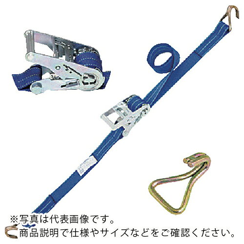 特長：高強力リサイクルポリエステル糸を使用したエコマーク認定商品です。ラチェットバックル式で、簡単な操作で確実に固縛できます。エンドレス形・両端アイ形・その他端末金具付きがあり、さまざまな固縛シーンに対応できます。用途：運送・保管時の荷物の...