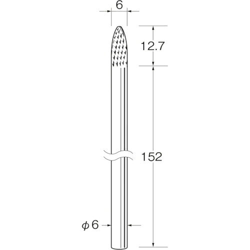 特長：刃径φ6.0以下はオール超硬です。用途：深穴の金属、非金属の研削やバリ取りに。仕様：形状：クロスカット刃径(mm)：6刃長(mm)：12.7軸径(mm)：6軸長(mm)：152タイプ：オール超硬　●メーカー取寄商品について 本商品はメ...