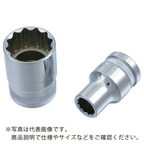 特長：ボルトナットの角を傷つけにくい面接触タイプです。ソケット12角形状。用途：ボルトやナットの締め付け、緩め作業。仕様：差込角(mm)：12.7全長(mm)：38対辺寸法(インチ)：1材質／仕上：クロームバナジューム鋼　●メーカー取寄商品...