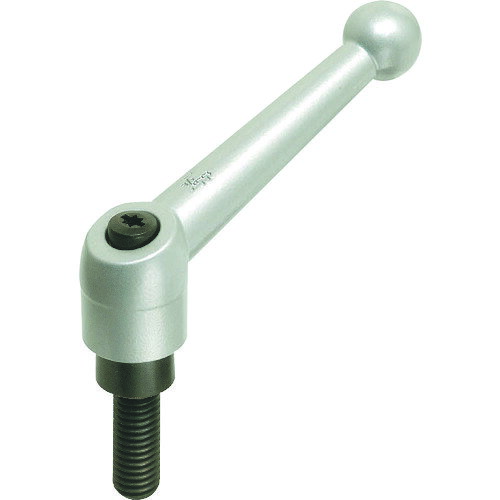 特長：ハンドル位置調整自在レバーです。仕様：ねじ寸法：M5×0.80ねじ長さ(mm)：10回し半径(mm)：40許容荷重(N)：135おねじタイプ握りやすい球形レバー材質／仕上：ねじ:スチールレバー:亜鉛ダイカスト　●代表画像について 商品...