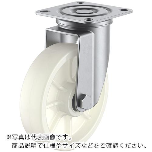 特長：耐水性・耐食性に優れたオールステンレス製金具を使用した標準的な中型キャスターです。食品、薬品などを扱う水回りやサビを嫌う場所に最適です。用途：オールステンレス製食品台車、薬品台車、ワゴン。仕様：許容荷重(daN)：150許容荷重(kg...