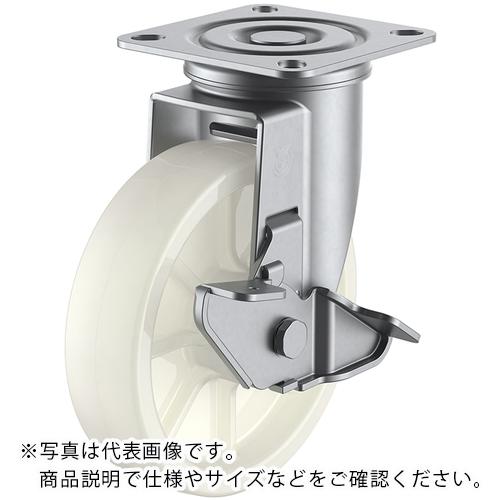特長：耐水性・耐食性に優れたオールステンレス製金具を使用した標準的な中型キャスターです。食品、薬品などを扱う水回りやサビを嫌う場所に最適です。用途：オールステンレス製食品台車、薬品台車、ワゴン。仕様：許容荷重(daN)：150許容荷重(kg...