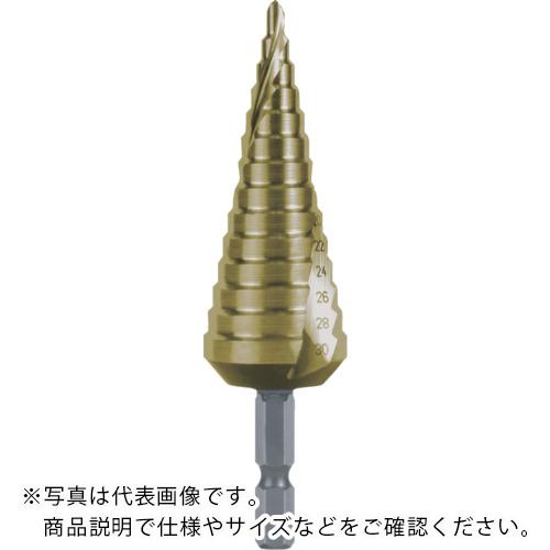 特長：高品位の材質を使用し、負荷なく、ビビりのない安定した穴あけが可能です。用途：被削材:鉄板・銅版・アルミ・プラスチック（4mmまで）仕様：全長(mm)：100段数(段)：14段幅(mm)：4シャンク径(mm)：6.35表面処理：チタンコ...
