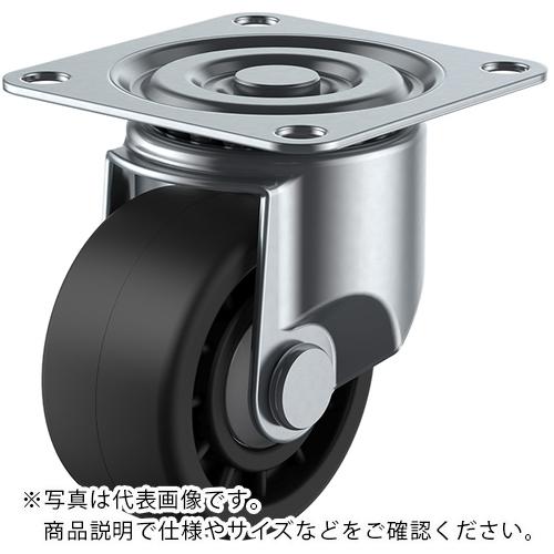 特長：取付高さを限りなく低く抑えた重荷重用キャスターです。高い荷重をかけた状態でも軽い旋回を維持します。機器の設置などによる長期間の重荷重による車輪の変形が起きにくくなっています。用途：取付高さを限りなく低く抑えた重荷重用キャスターで機器の...