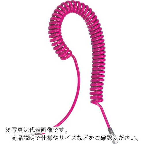 特長：ブレード入りコイルホースのため、耐圧性に優れています。ストレート部は手元操作がしやすい長さ（30cm）です。弾性回復に優れています。仕様：色：パープル外径(mm)：8内径(mm)：5使用範囲(m)：5.7全長(mm)：1040コイル径...