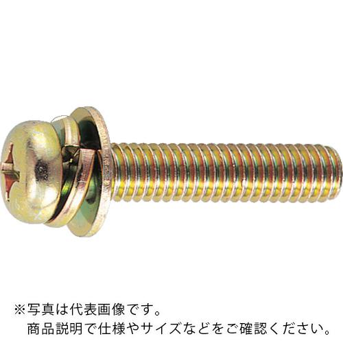 特長：ワッシャー、スプリングワッシャーをセットする手間が省けます。仕様：寸法(mm)d：M3寸法(mm)L：12ねじピッチ(mm)：0.5適合ドライバー：プラスNo.2強度区分：4.8パッケージ：ボルトンパック（ブリスター）スプリングワッシ...