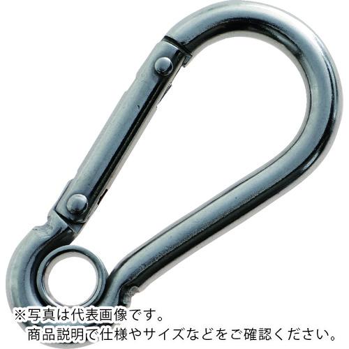特長：開口部の形状フックタイプにすることで指に刺さりにくい設計です。用途：チェーン・ワイヤ・ロープなどの連結や、端末の金具のジョイントに。連結金具として。仕様：使用荷重(kN)：1.18D(mm)：10L(mm)：103S(mm)：13W(...