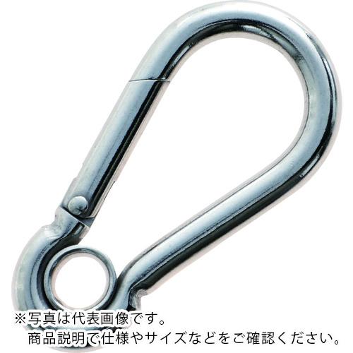 特長：開口部の形状をフラットタイプにすることで指に刺さりにくい設計です。用途：チェーン・ワイヤ・ロープなどの連結や、端末の金具のジョイントに。連結金具として。仕様：使用荷重(kN)：0.34D(mm)：8L(mm)：80S(mm)：13W(...