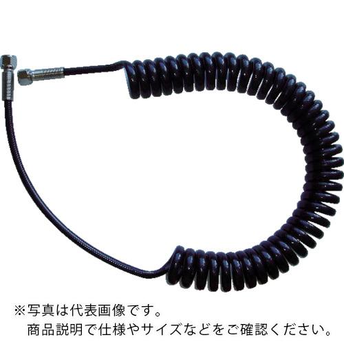特長：ブレード入りコイルホースのため、耐圧性に優れています。ストレート部は手元操作がしやすい長さ（30cm）です。弾性回復に優れています。仕様：色：濃紫外径(mm)：8内径(mm)：5使用範囲(m)：3.8全長(mm)：820コイル径(mm...
