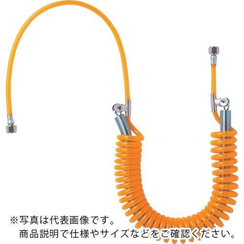 特長：伸縮性が強く、作業性が優れています。高温多湿下での水分やカビによる侵食劣化が少ないです。仕様：色：クリアオレンジ外径(mm)：8内径(mm)：5コイル径(mm)：40最大使用寸法(m)：6ホース取付口：G1/4ホース内径×外径：5×8...