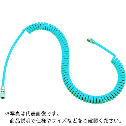 特長：柔軟性・弾力性・耐油性・耐摩耗性・耐熱性・操作性などに優れています。ポリウレタン樹脂の特性を生かしたウレタンエアホースです。仕様：色：青外径(mm)：8内径(mm)：5使用範囲(m)：2.4全長(mm)：830コイル径(mm)：28コ...