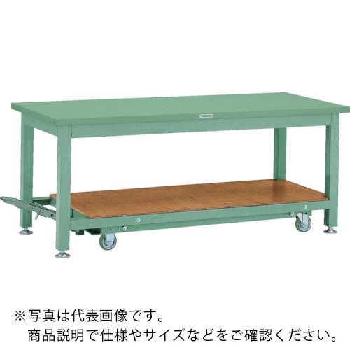 特長：本体は構造用鋼管、圧延鋼材で、接続部分はすべて溶接で接合しています。簡単な踏み込み動作で、作業台が持ち上がり、移動ができます。スチール天板を使用し、汚れがひと拭きで取れ、割れや傷への耐久性に優れています。収納時はペダルが折りたためます...