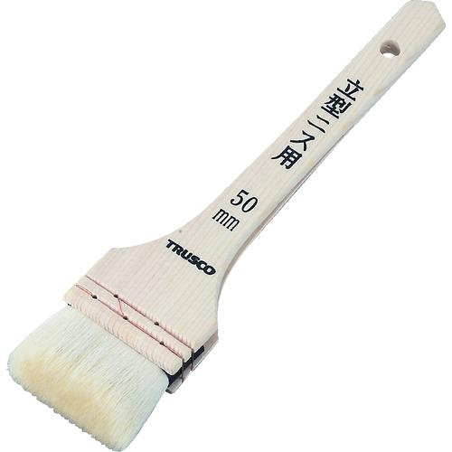 特長：一般に好まれる立型です。用途：ニス、ペイント用。仕様：刷毛幅(mm)：50毛丈(mm)：30玉厚(mm)：12全長(mm)：220材質／仕上：毛:山羊毛柄:木注意：提供不可：chemSHERPA、SDS、ミルシート　●代表画像について...