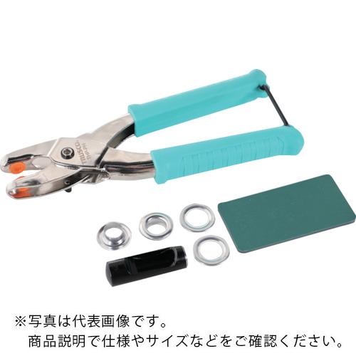 特長：両面ハトメ取付け作業に必要なハトメパンチ、ハトメ、専用ハトメコマ、下穴用ポンチ、下敷きが一式揃ったセットです。セットは4mm、5mm、7mm、8mm、10mm、12mmの6サイズ展開です。必要なハトメコマのサイズで選んで下さい。コマは...