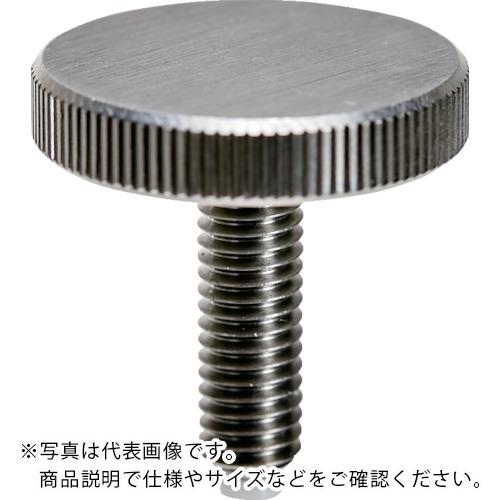 特長：先端にパッド付のためワークを傷つけにくいです。ローレット加工により、すべりにくくスピーディな締付が出来ます。仕様：外径(mm)：20ノブ高さ(mm)：4ねじ寸法：M5×0.80ねじ長さ(mm)：10全長(mm)：15ポリアセタール(P...