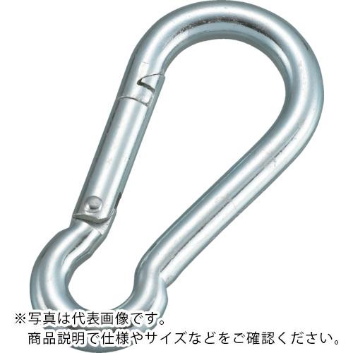 特長：スタンダードなスプリングフックです。用途：チェーン・ワイヤ・ロープなどの連結や、端末の金具のジョイントに。仕様：使用荷重(kN)：0.7D(mm)：8L(mm)：80A(mm)：9W(mm)：24E(mm)：10d(mm)：8材質／仕...
