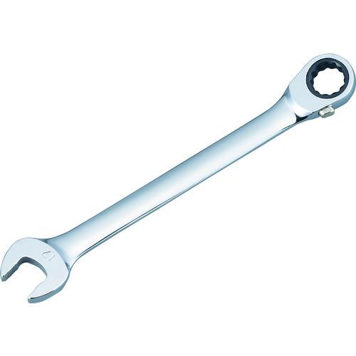 特長：正逆は切り替えピン式です。美しい硬質クロムメッキ処理をしています。スパナ部分は、ノンスリップ仕様になっているので、ボルトやナットをしっかりつかめます。72枚歯のギアを採用しています。仕様：対辺寸法(mm)：17厚さ(mm)スパナ：7....