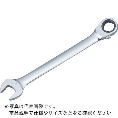 特長：正逆は切り替えピン式です。美しい硬質クロムメッキ処理をしています。スパナ部分は、ノンスリップ仕様になっているので、ボルトやナットをしっかりつかめます。72枚歯のギアを採用しています。仕様：対辺寸法(mm)：19厚さ(mm)スパナ：8....