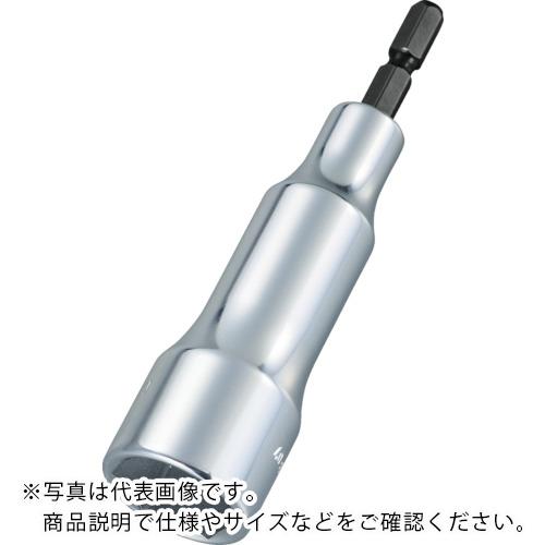 特長：六角口径の長寿命タイプです。応力分散形状により、電動ドライバーソケット（既存タイプ）に比べ、耐久性（寿命）が5倍アップしています。充電式インパクトドライバー18Vに対応します。用途：建設工事・電設工事・木工工事に。仕様：対辺寸法(mm...